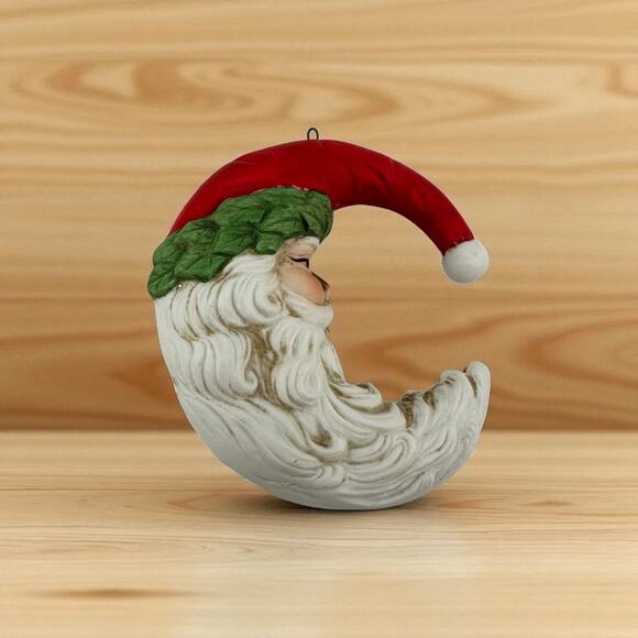 Crescent | Holiday | Vintage Santa Face Half Crescent Moon Christmas ...